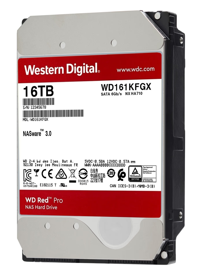 მყარი დისკი WD, HDD, Red Pro, SATA III, 3.5-inch, 16TB, WD161KFGX ...